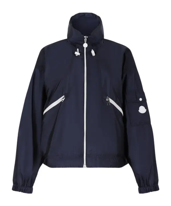 Moncler Logo Patch Zip-up Jacket - Navy Blue