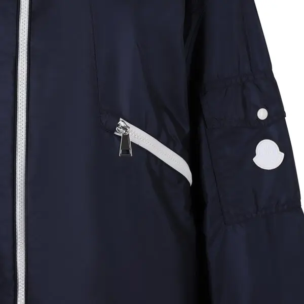 Moncler Logo Patch Zip-up Jacket - Navy Blue