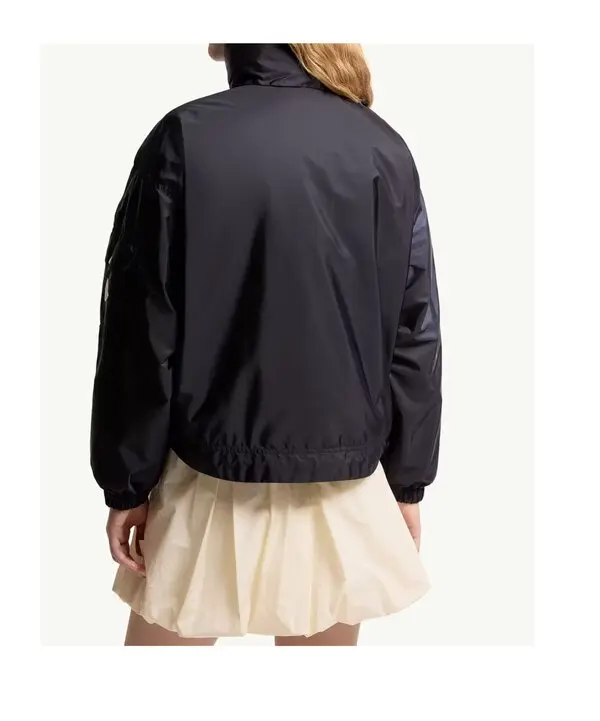 Moncler Logo Patch Zip-up Jacket - Navy Blue