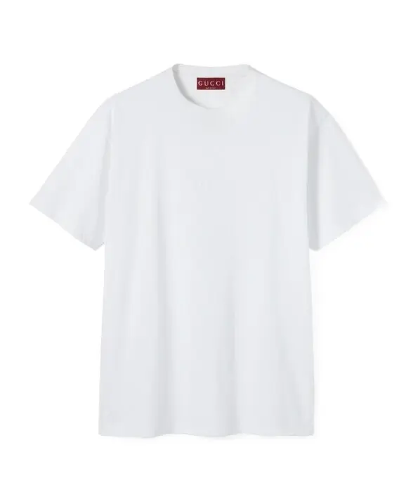 Gucci Logo Embroidered Crewneck T-shirt - White