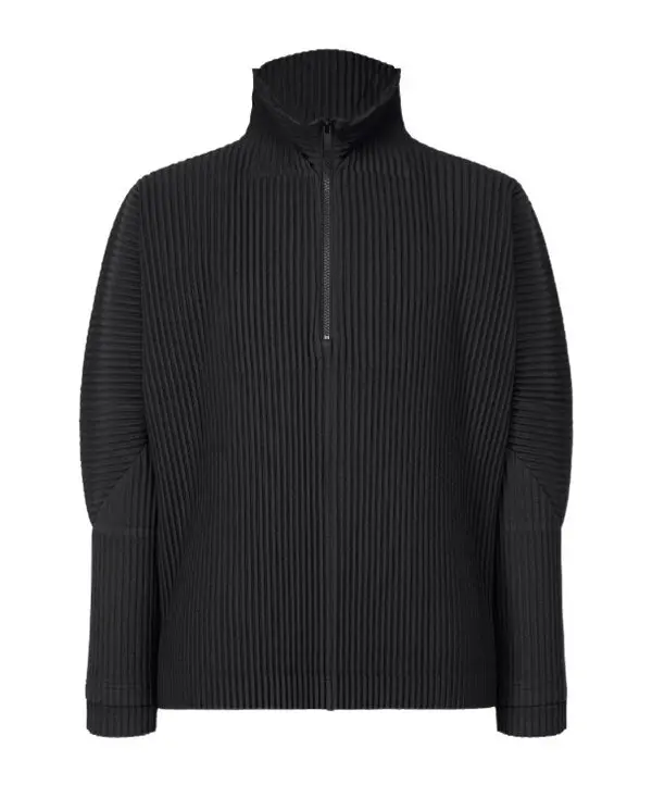 Issey Miyake Homme Plissé Half Zip Pleated Sweatshirt - Black
