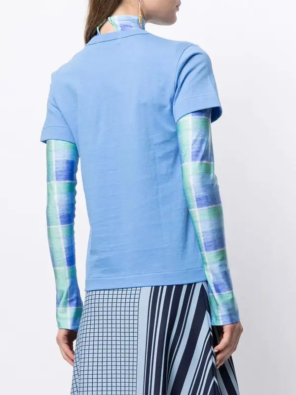 Play Comme Des Garcon Cotton T-shirt With Embroidered Logo - Blue