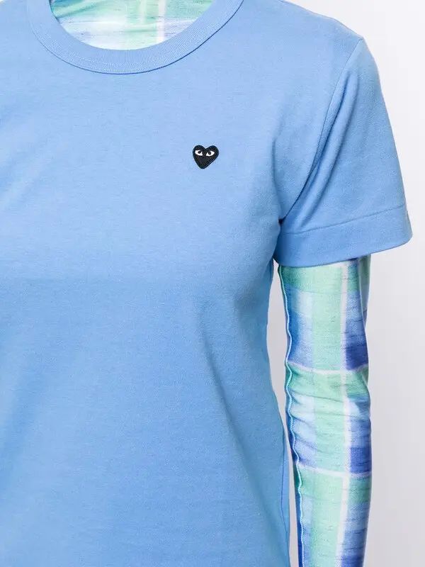 Play Comme Des Garcon Cotton T-shirt With Embroidered Logo - Blue