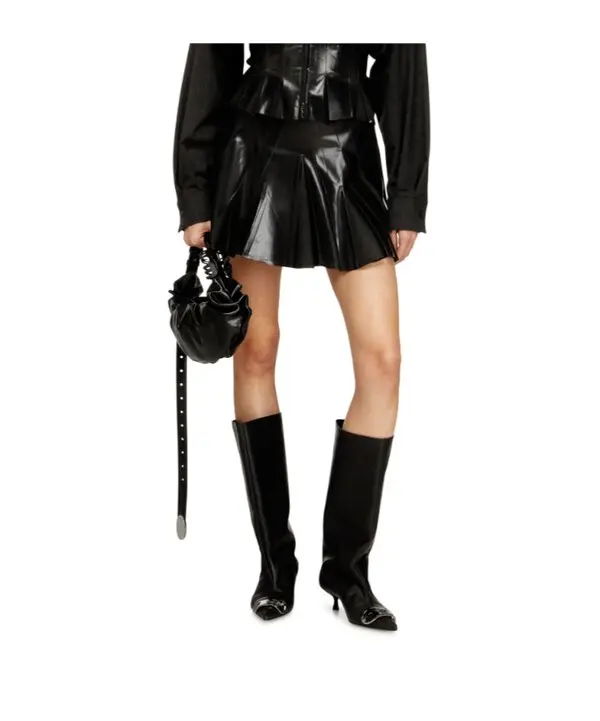 DIESEL® Pleated Logo Plaque Skirt