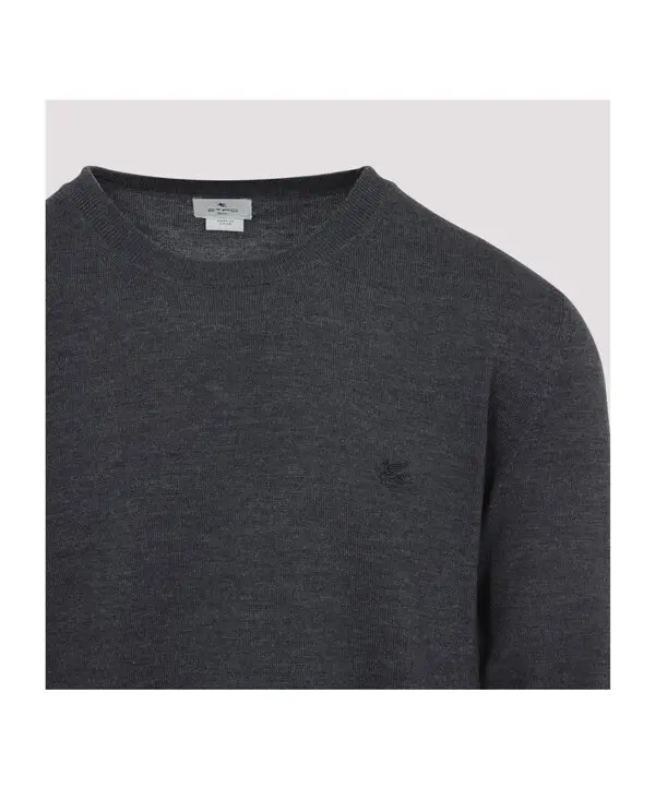 Etro Pegasus Embroidered Crew-neck Sweater - Black