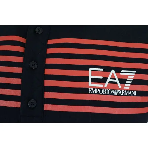 EA7 Striped Lapel Polo Shirt