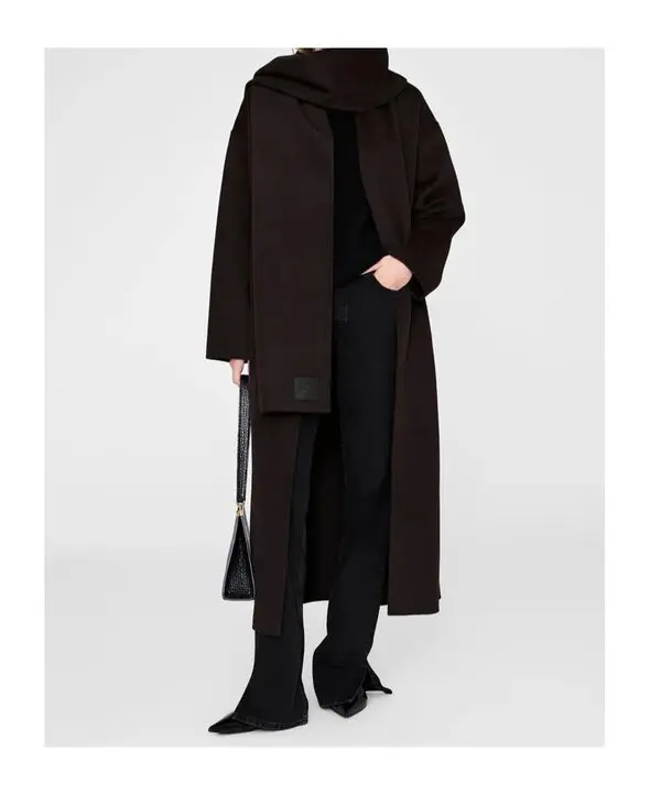 ANINE BING Ava Logo Patch Scarf - Black