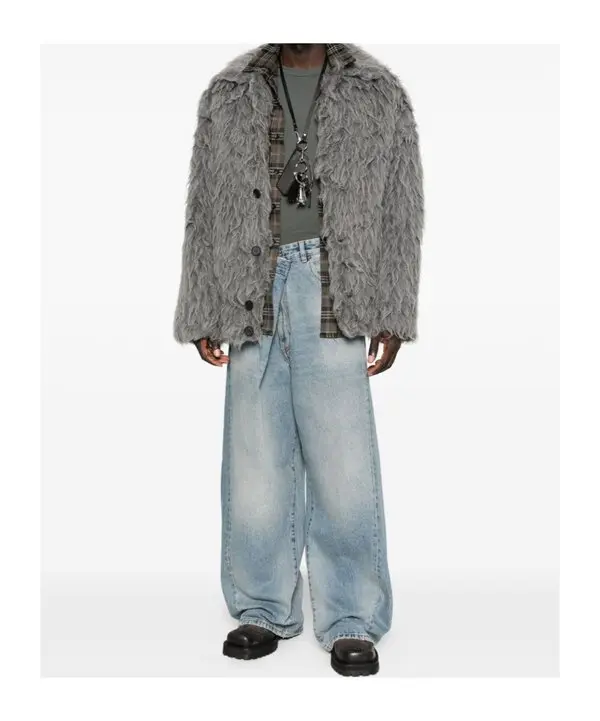 DIESEL® Faux Fur Lapel Collar Jacket - Gray