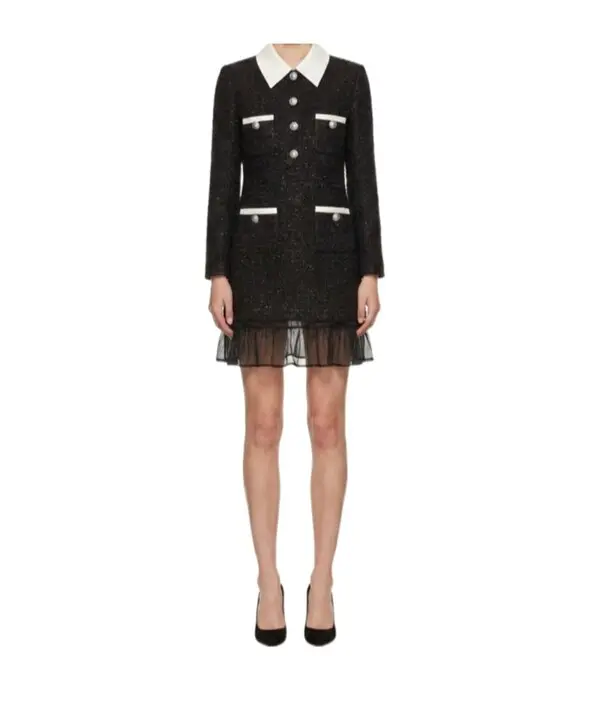 Marissa Chiara Long Sleeve Dress With Patch Pockets And Zipper Closure