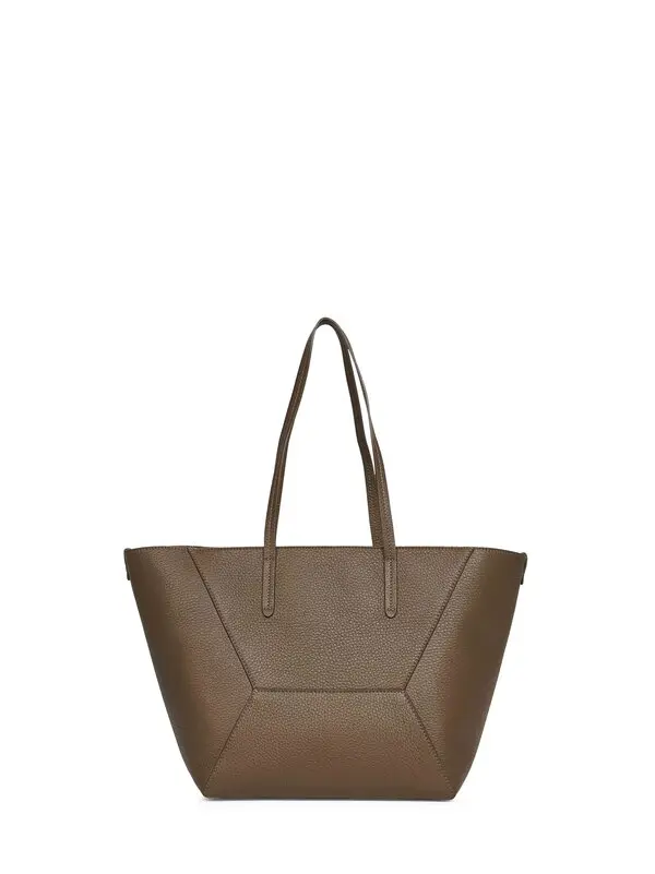 Brunello Cucinelli Logo Embossed Top Handle Bag - Brown
