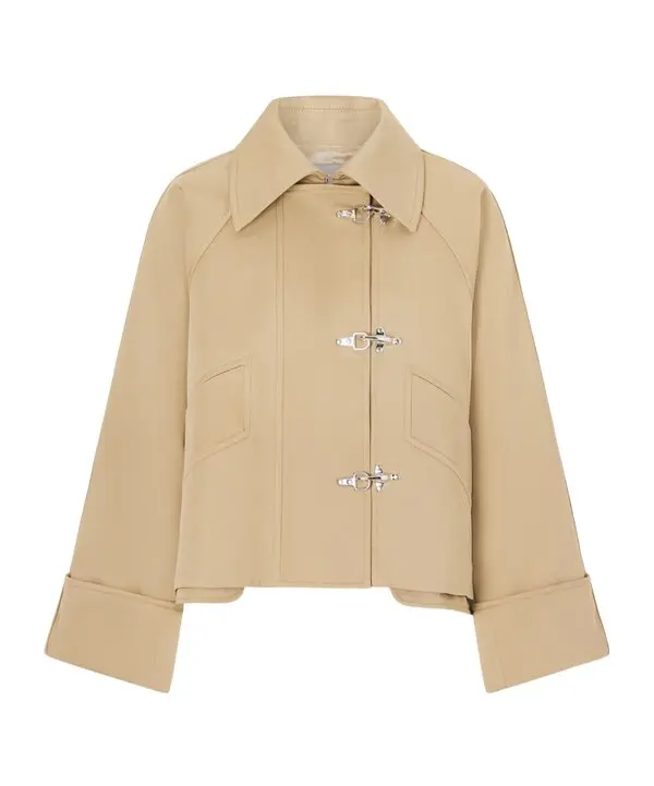PATOU Collared Cotton Gabardine Jacket With Silver Button Detailing - Sand