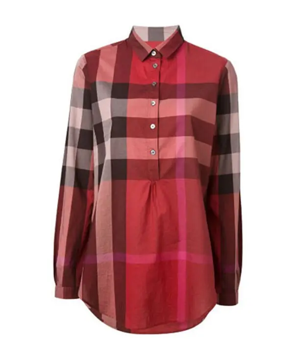 Burberry Classic Checkered Long Sleeve Shirt - Red