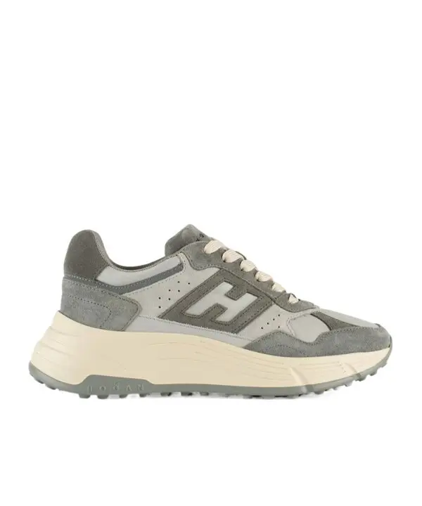 Hogan Lace-up Sneakers With H Logo Detailing - Gray