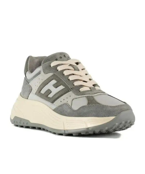 Hogan Lace-up Sneakers With H Logo Detailing - Gray