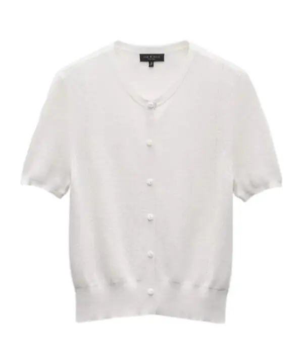 Rag & Bone Short Sleeved Knit Cardigan - Ivory