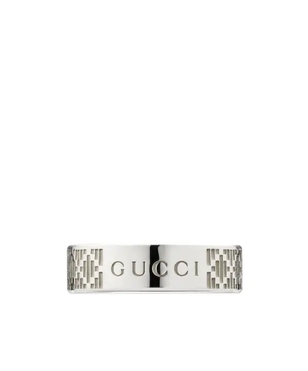 Gucci Diamante Engraved Sterling Silver Ring - White