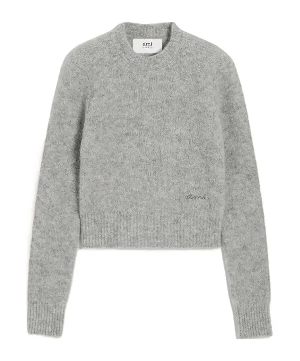 Ami Logo Embroidered Crew Neck Sweater