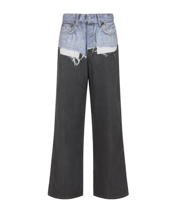 Acne Studios Pinstripe Overlay Wide-leg Jeans - Black
