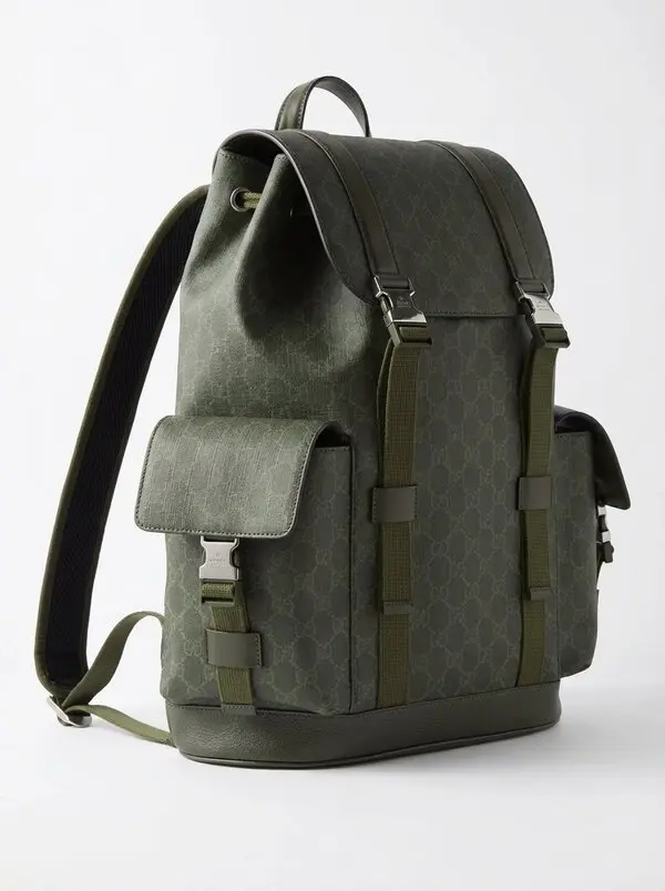 Gucci Gg Monogram Large Backpack - Forest Green