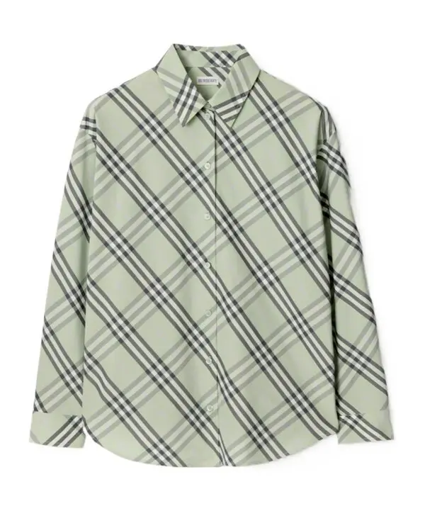 Burberry Long Sleeve Checked Shirt - Gray
