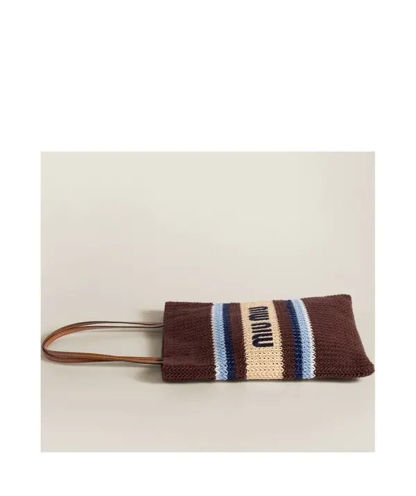 Miu Miu Raffia-effect Woven Tote Bag - Multicolor