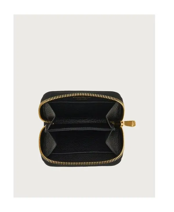 FERRAGAMO Gancini Zipped Card Holder - Black