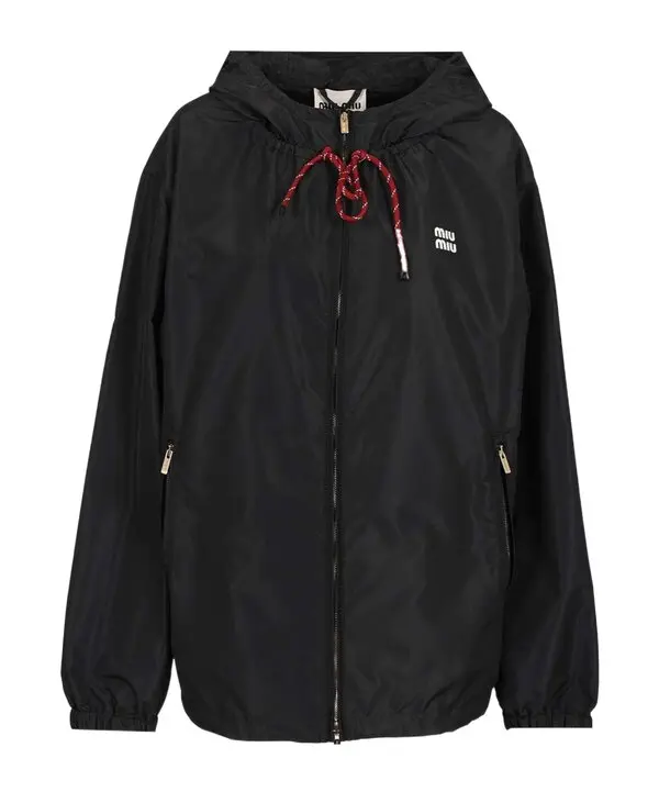 Miu Miu Lightweight Zipped Hooded Jacket - Blue