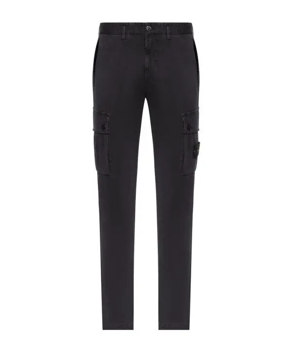 Stone Island Logo Patch Cargo Trousers - Black