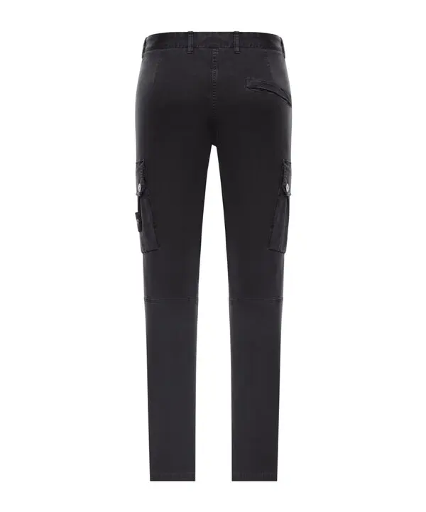 Stone Island Logo Patch Cargo Trousers - Black