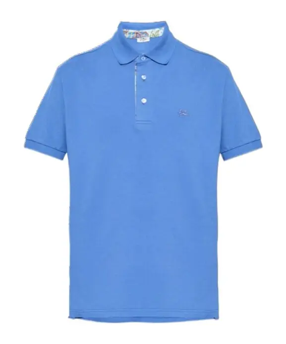 Etro Pegaso Embroidered Polo Shirt - Blue