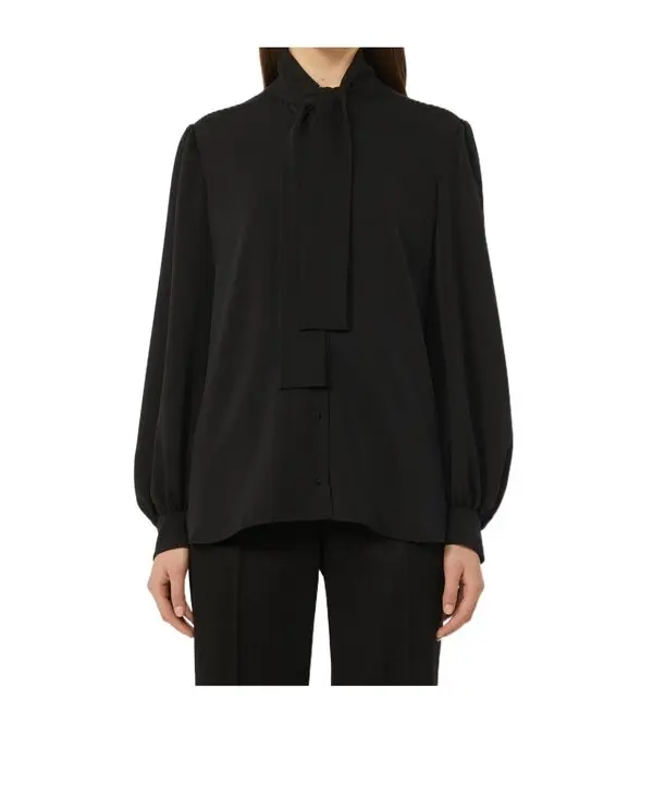 Max Mara Melania Tie Detailed Button-up Shirt - Black