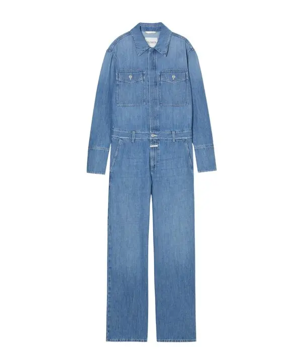Closed Wyla Chest-pocket Jumpsuit In Denim - Mid Blue