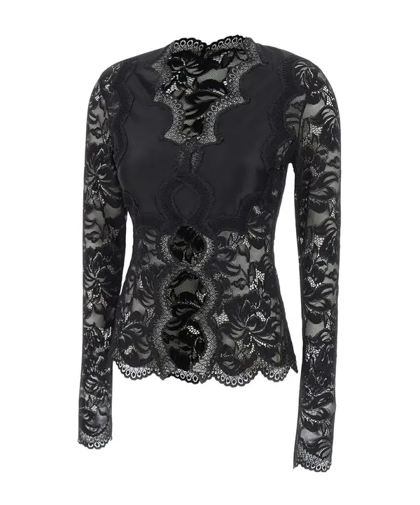 Rabanne Lace Cut-out Long-sleeve Top