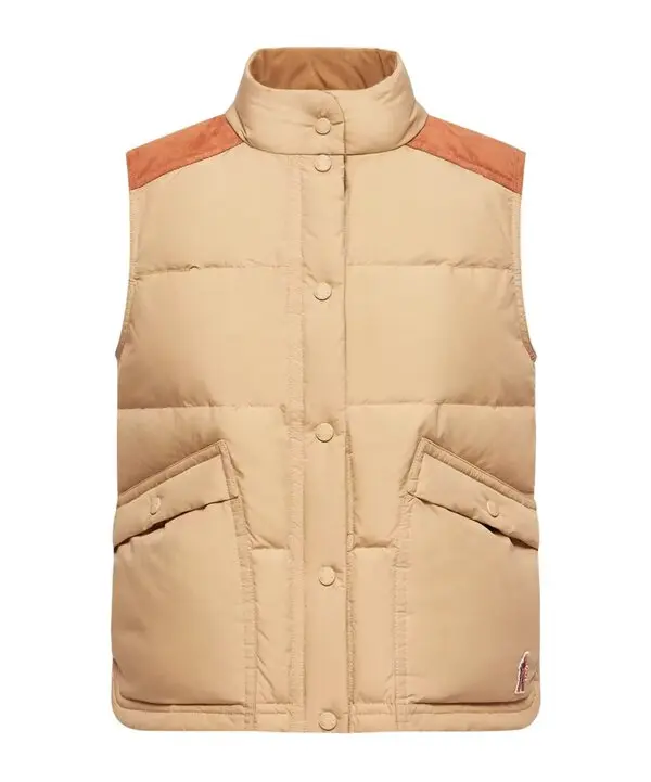 Moncler Padded Gilet With Snap Closure And Printed Logo
