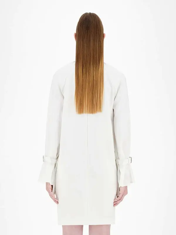 Max Mara Round Collar Dress With Pleated Design And Side Pockets