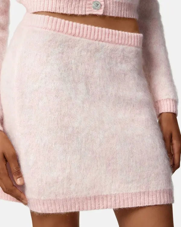 Versace Knitted Mini Skirt With Baroque Pattern
