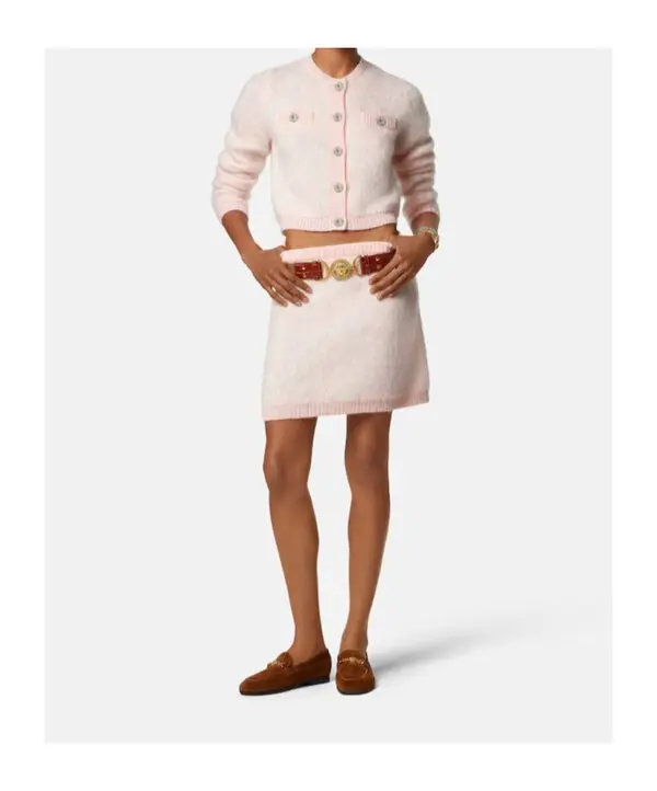 Versace Knitted Mini Skirt With Baroque Pattern