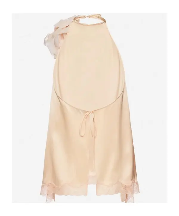 Magda Butrym Halterneck Lace-trim Top - Orange