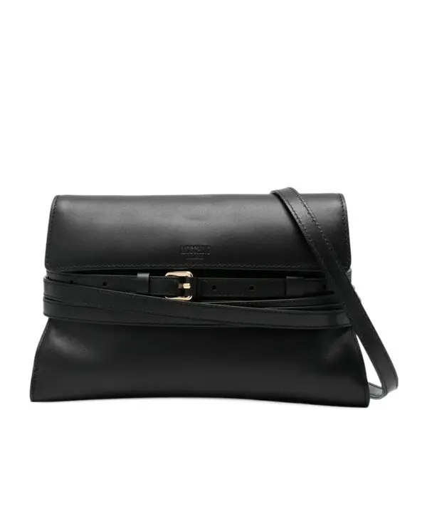 Moschino Embossed Buckled Shoulder Bag - Black
