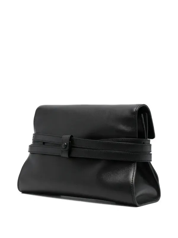 Moschino Embossed Buckled Shoulder Bag - Black