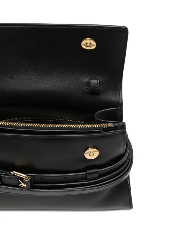 Moschino Embossed Buckled Shoulder Bag - Black