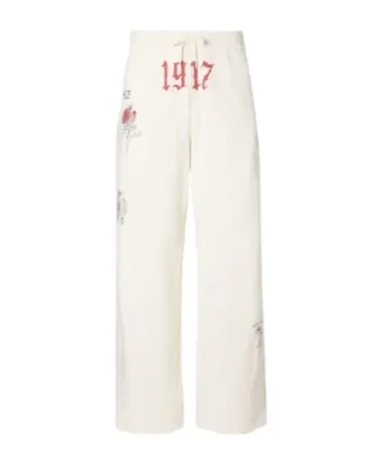 Balenciaga Printed Cotton Fleece Sweatpants - White