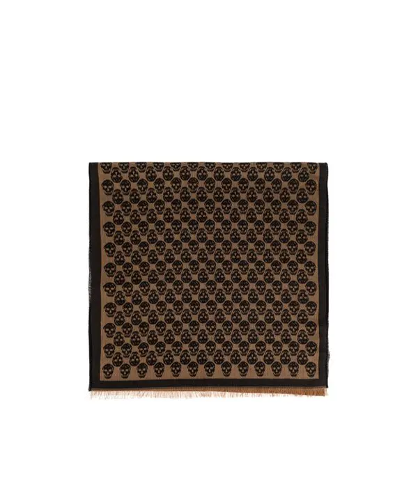 Alexander McQueen Skull Jacquard Frayed-edge Scarf - Black