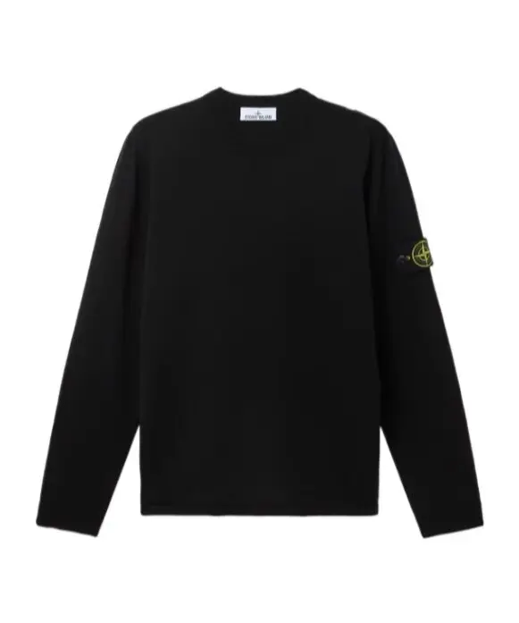 Stone Island Logo Patch Crewneck Jumper - Black