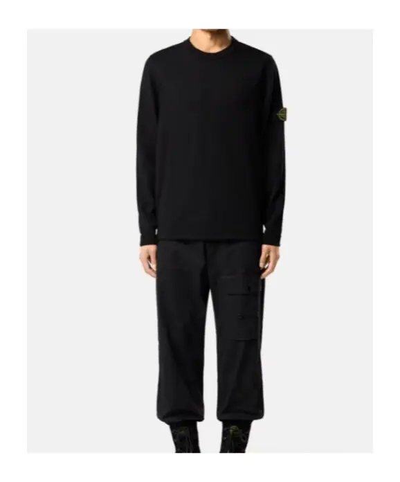 Stone Island Logo Patch Crewneck Jumper - Black