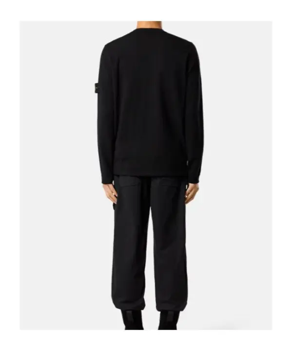 Stone Island Logo Patch Crewneck Jumper - Black