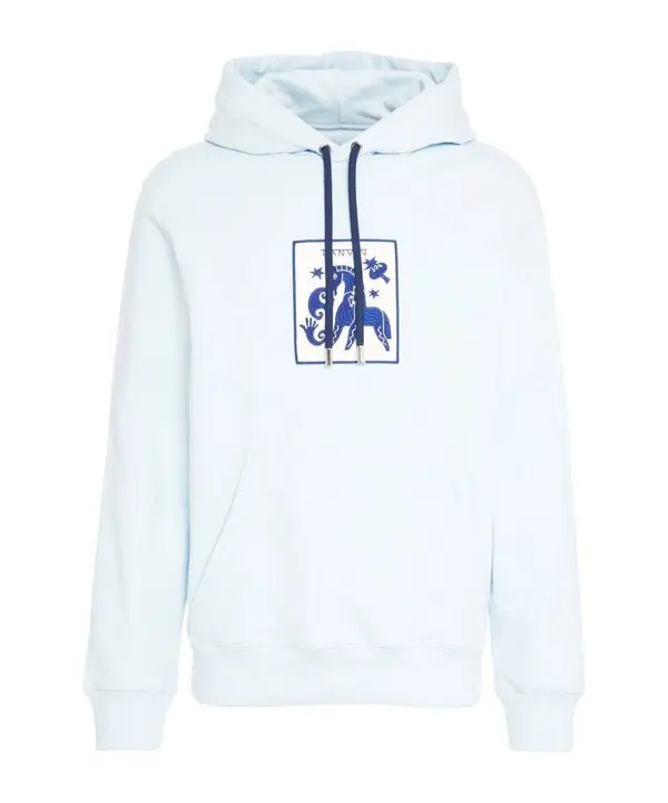 LANVIN Drawstring Hooded Sweatshirt With Front Print - White