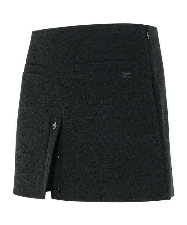 COURREGES Buttoned Tweed Mini Skirt