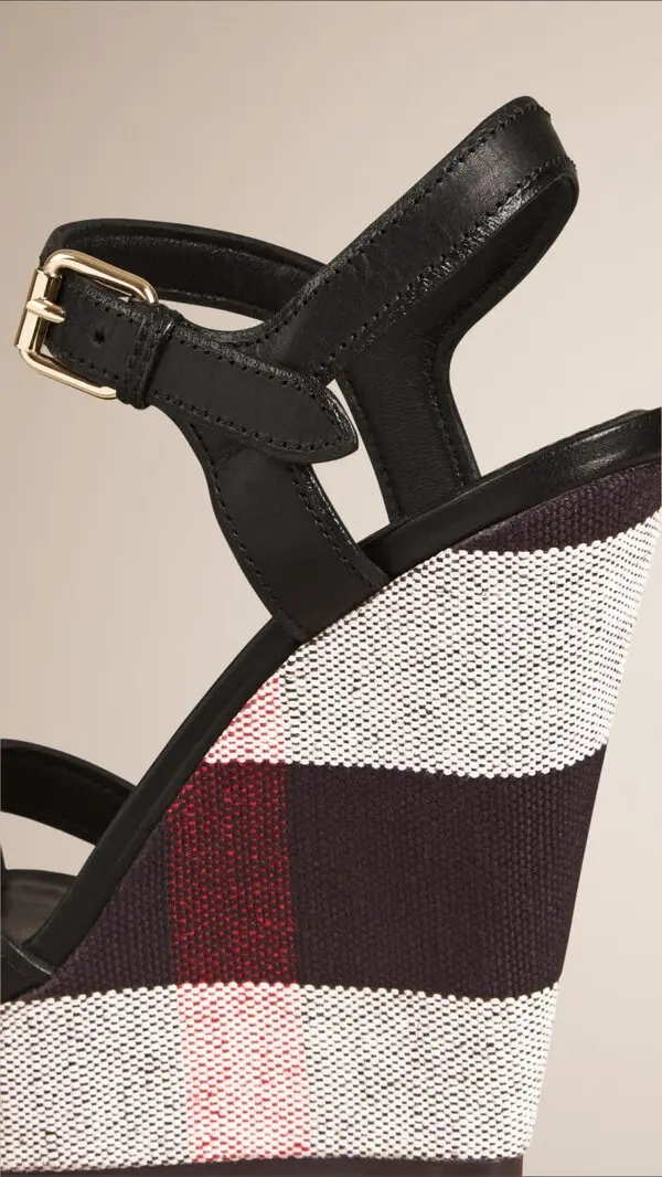 Burberry Checked Wedge Sandals