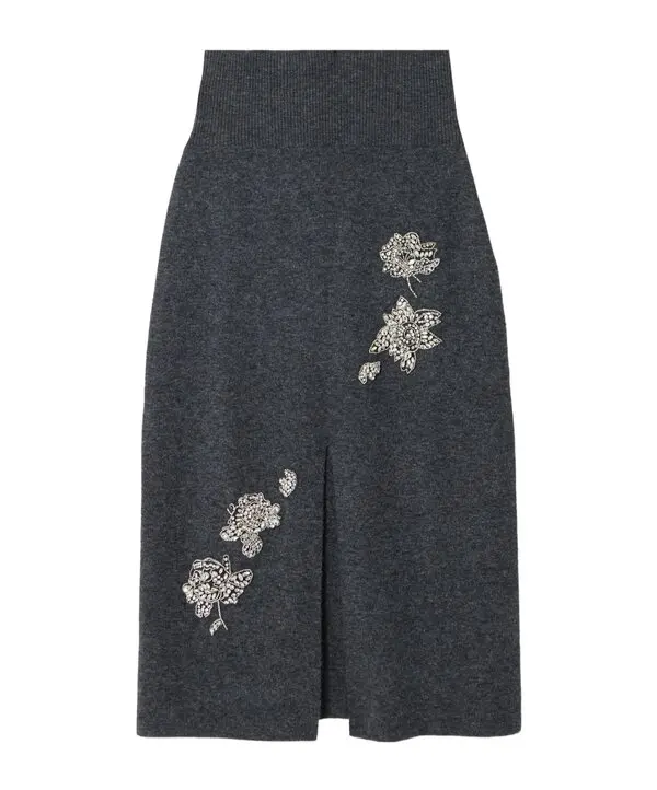 Erdem Embellished Knitted Midi Skirt